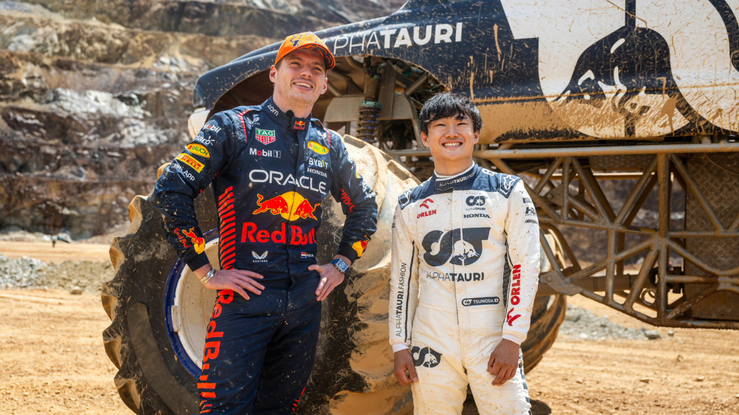 Unserious Race Series: Verstappen vs Tsunoda in mega trucks